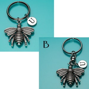 Bee Keychain, Big Bee Key Ring, Bumble Bee Keyring, Initial Keychain ...