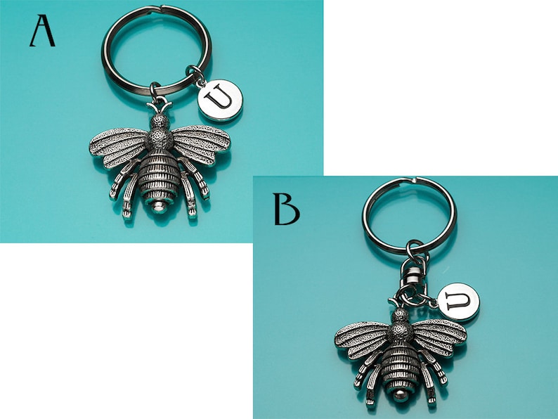 Bee Keychain Big Bee Key Ring Bumble Bee Keyring Initial | Etsy