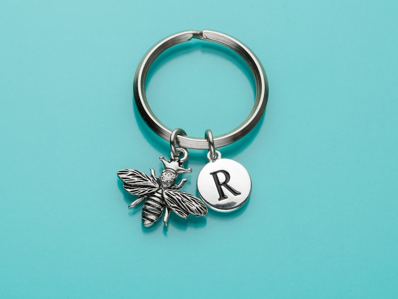 Queen Bee Keychain Bee Key Ring Bumble Bee Keyring Initial - Etsy
