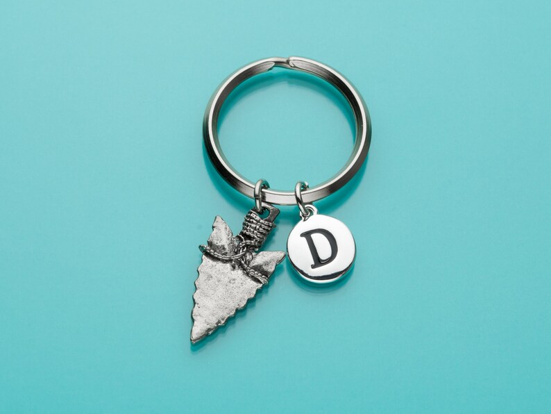 Arrowhead Keychain Arrowhead Key Ring Initial Keychain - Etsy