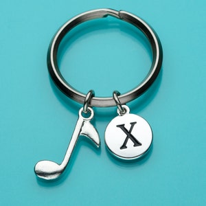 Musical Note Keychain, Eighth Note Key Ring, Musician Charm, Initial ...