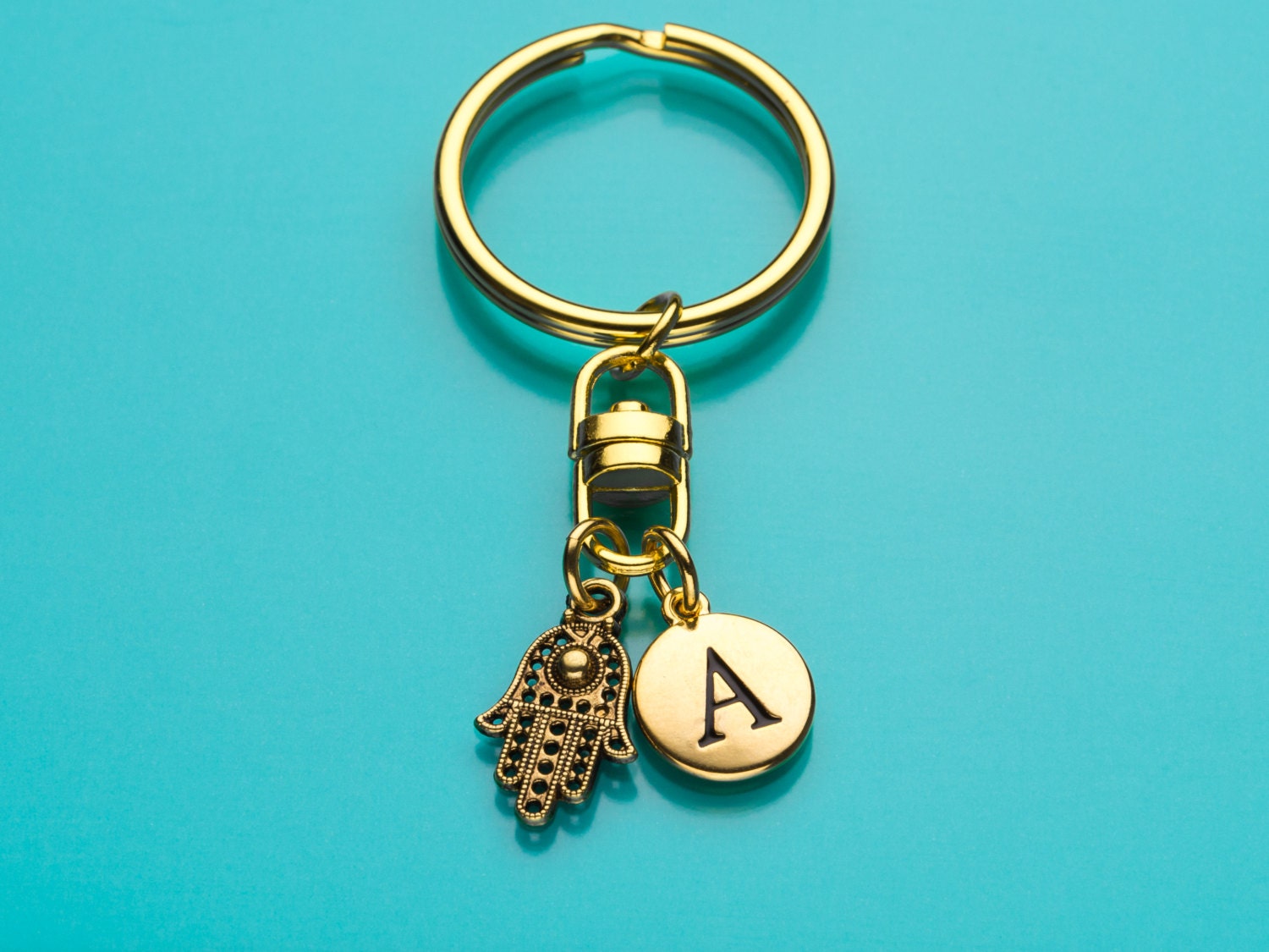 Hamsa Keychain Gold Hamsa Key Ring Evil Eye Fatima's | Etsy