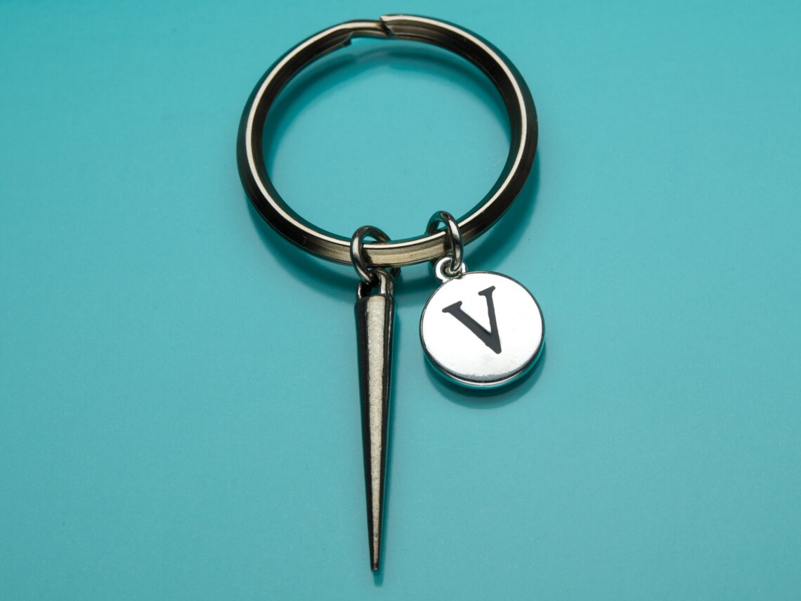 Spike Keychain Spike Key Ring Goth Initial Keychain - Etsy