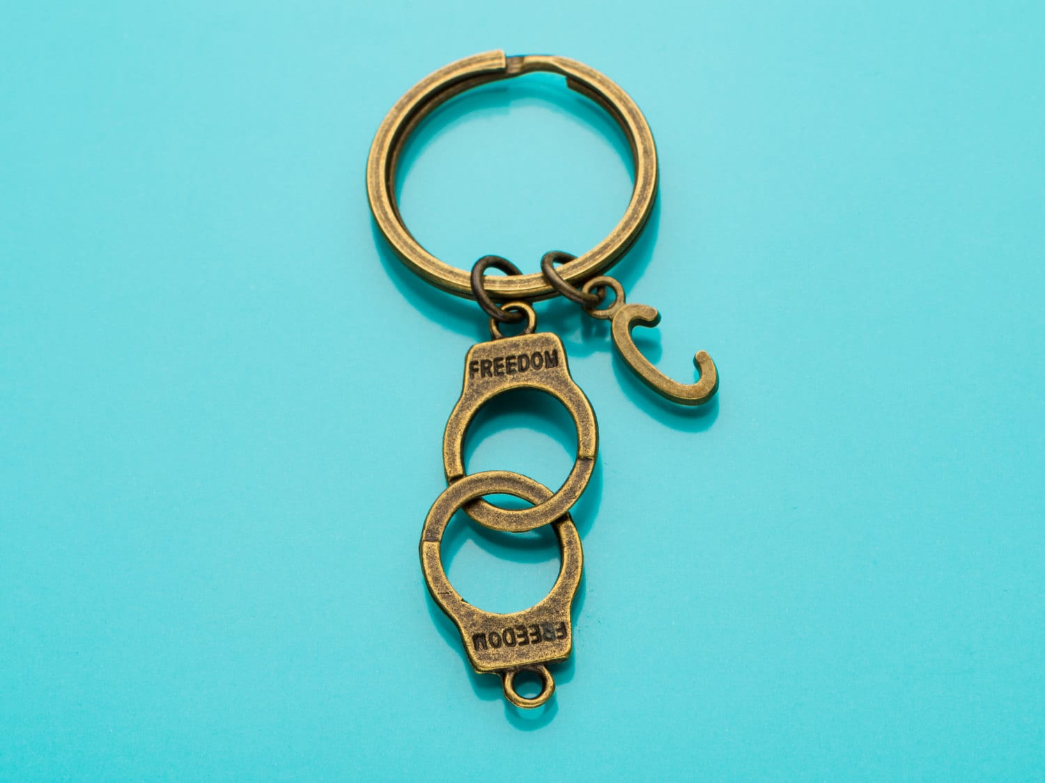 Handcuffs Keychain, Bronze Handcuffs Key Ring, Hand Cuffs, Initial ...