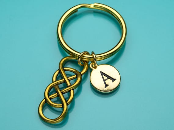Double Infinity Knot Keychain Gold Infinity Key Ring Forever | Etsy