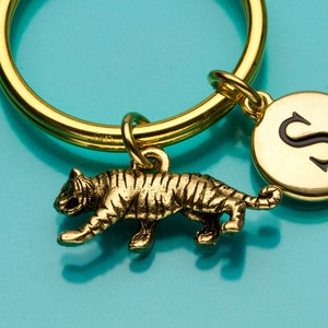 Tiger Keychain Gold Tiger Key Ring Animal Charm Jungle - Etsy
