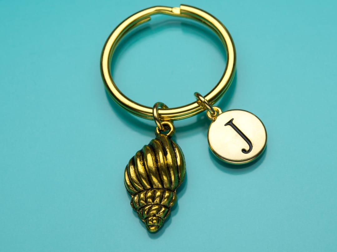 Seashell Keychain, Gold Seashell Key Ring, Beach Charm, Vacation ...