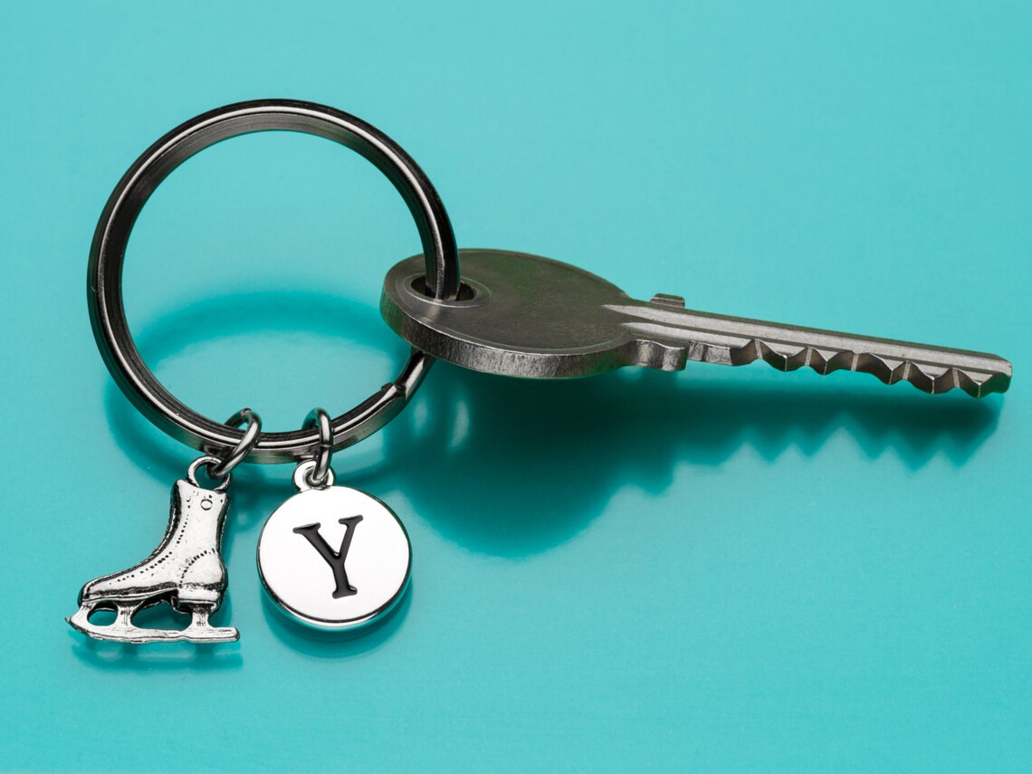 Figure Skate Keychain, Figure Skate Key Ring, Ice Skate Charm, Sport ...