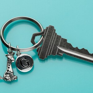 Giraffe Keychain, Cute Giraffe Key Ring, Animal Charm, Initial Keychain ...