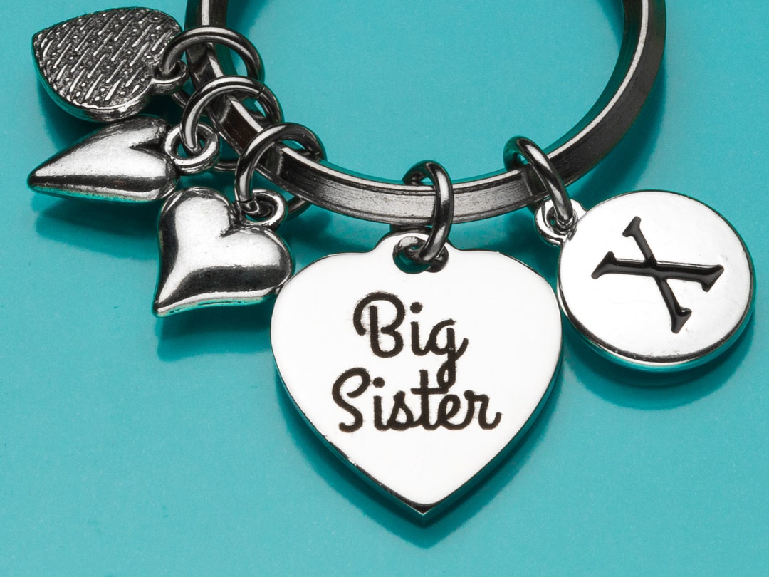 Big Sister Keychain, Sister Key Ring, Sister Gift, Heart Charm ...