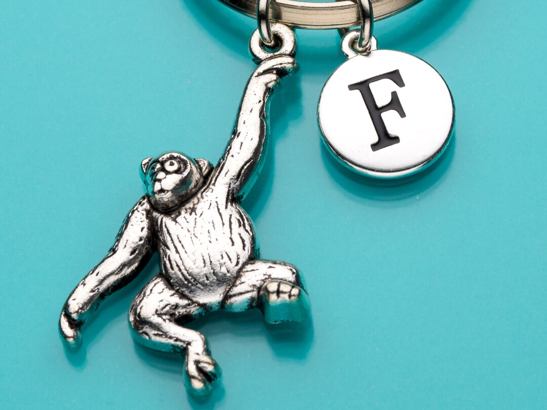 Monkey Keychain, Monkey Charm, Key Ring, Chimpanzee Keychain, Ape ...