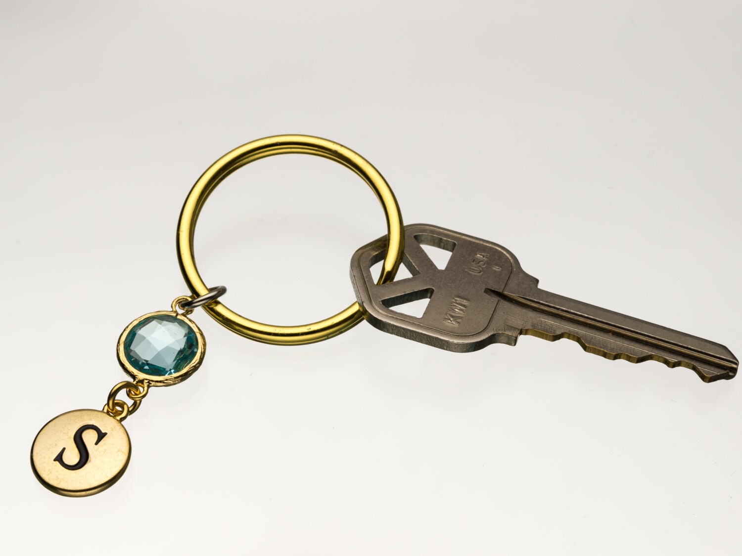 Aquamarine Crystal Gem Keychain Gold Aquamarine Crystal Key | Etsy