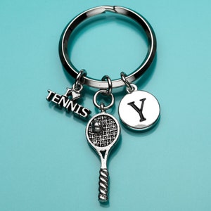 I Love Tennis Keychain, Tennis Racquet Key Ring, Sports, Initial ...