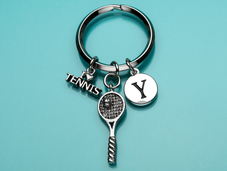 I Love Tennis Keychain, Tennis Racquet Key Ring, Sports, Initial ...