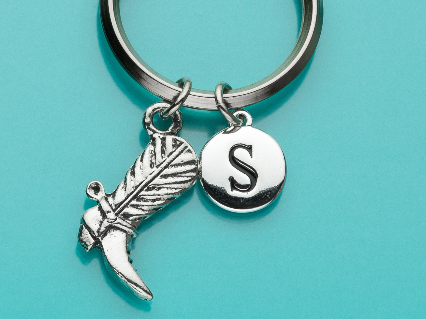Cowboy Boot Keychain Cowboy Boot Key Ring Initial Keychain | Etsy