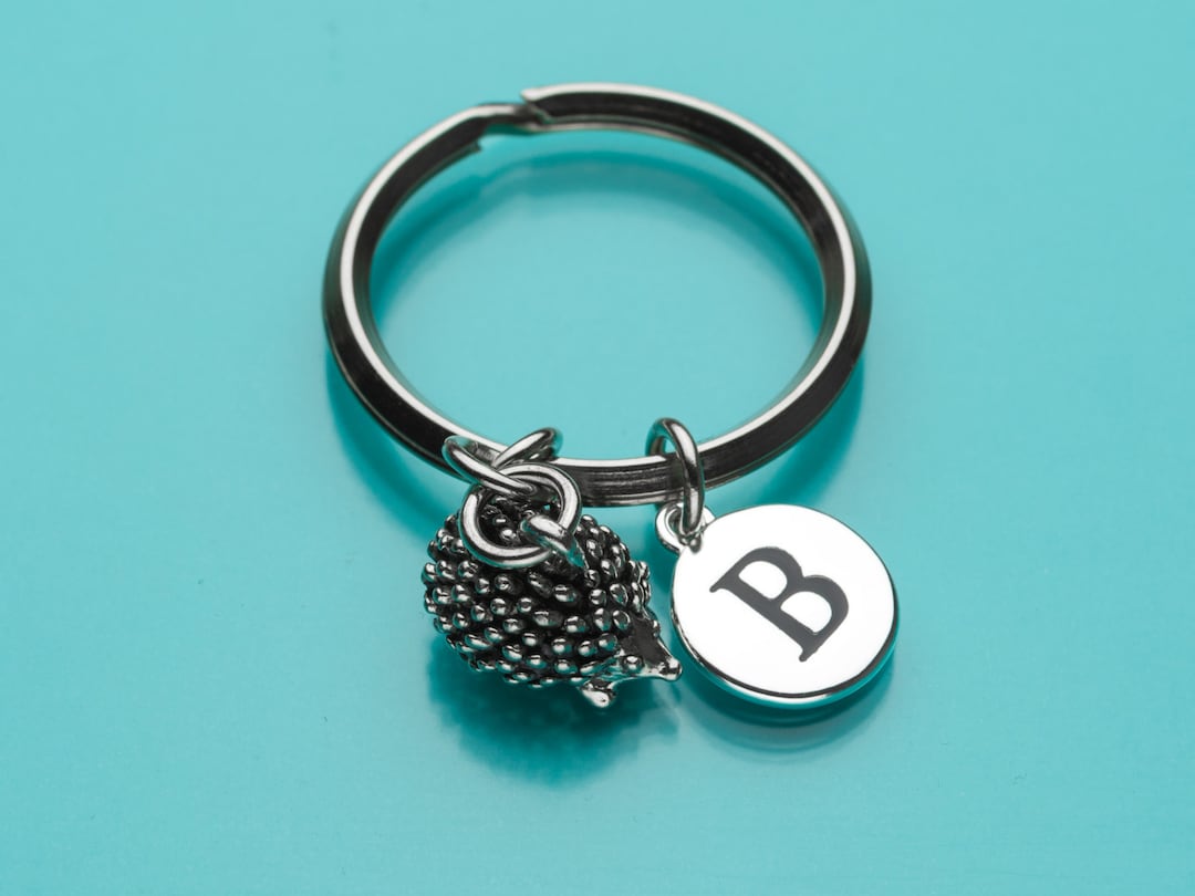 Porcupine Keychain, Porcupine Key Ring, Initial Keychain, Personalized ...