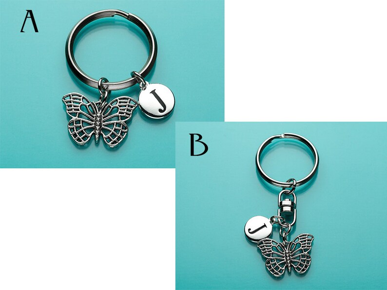 Butterfly Keychain Modern Butterfly Key Ring Initial - Etsy