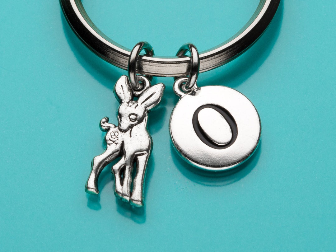 Deer Keychain, Cute Deer Key Ring, Bambi, Fawn Keychain, Initial ...
