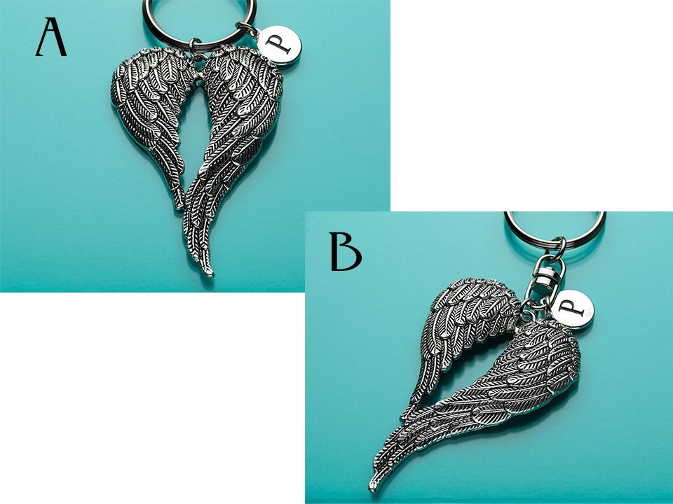 Huge Angel Wing Heart Keychain Huge Angel Wings Key Ring | Etsy