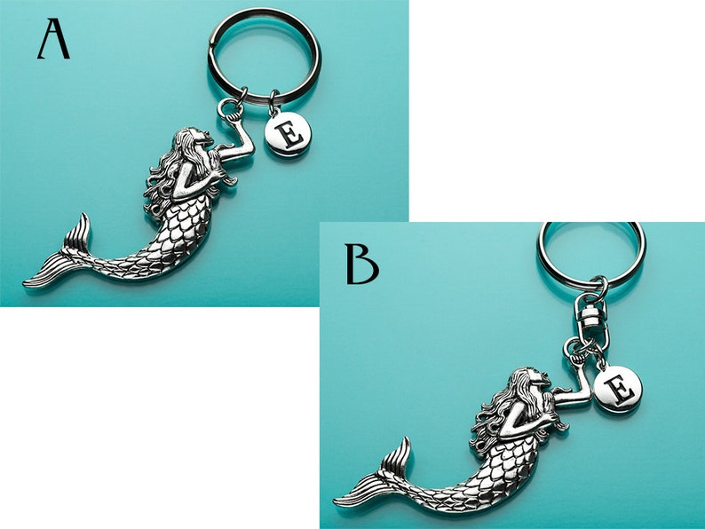 Huge Mermaid Keychain Mermaid Key Ring Sea Creature Initial - Etsy