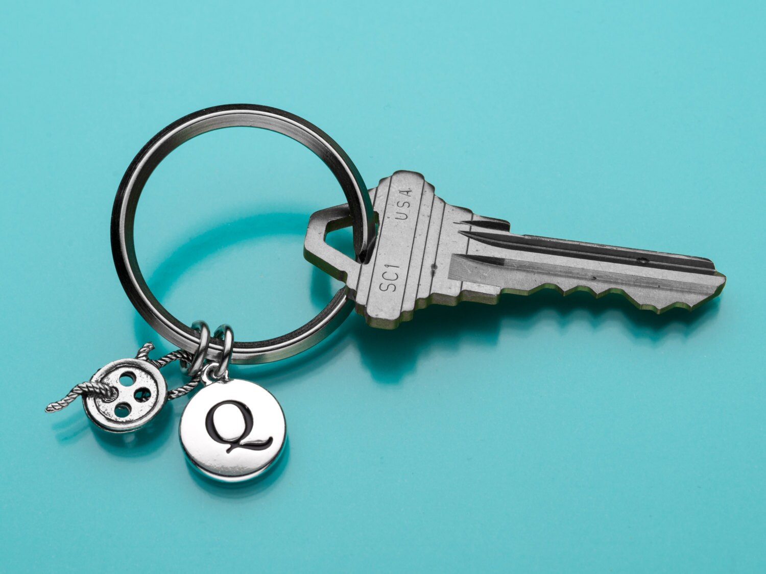 Button and Thread Keychain Button and Thread Key Ring Sewing | Etsy