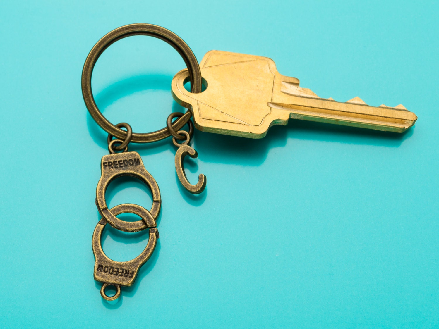 Handcuffs Keychain, Bronze Handcuffs Key Ring, Hand Cuffs, Initial ...