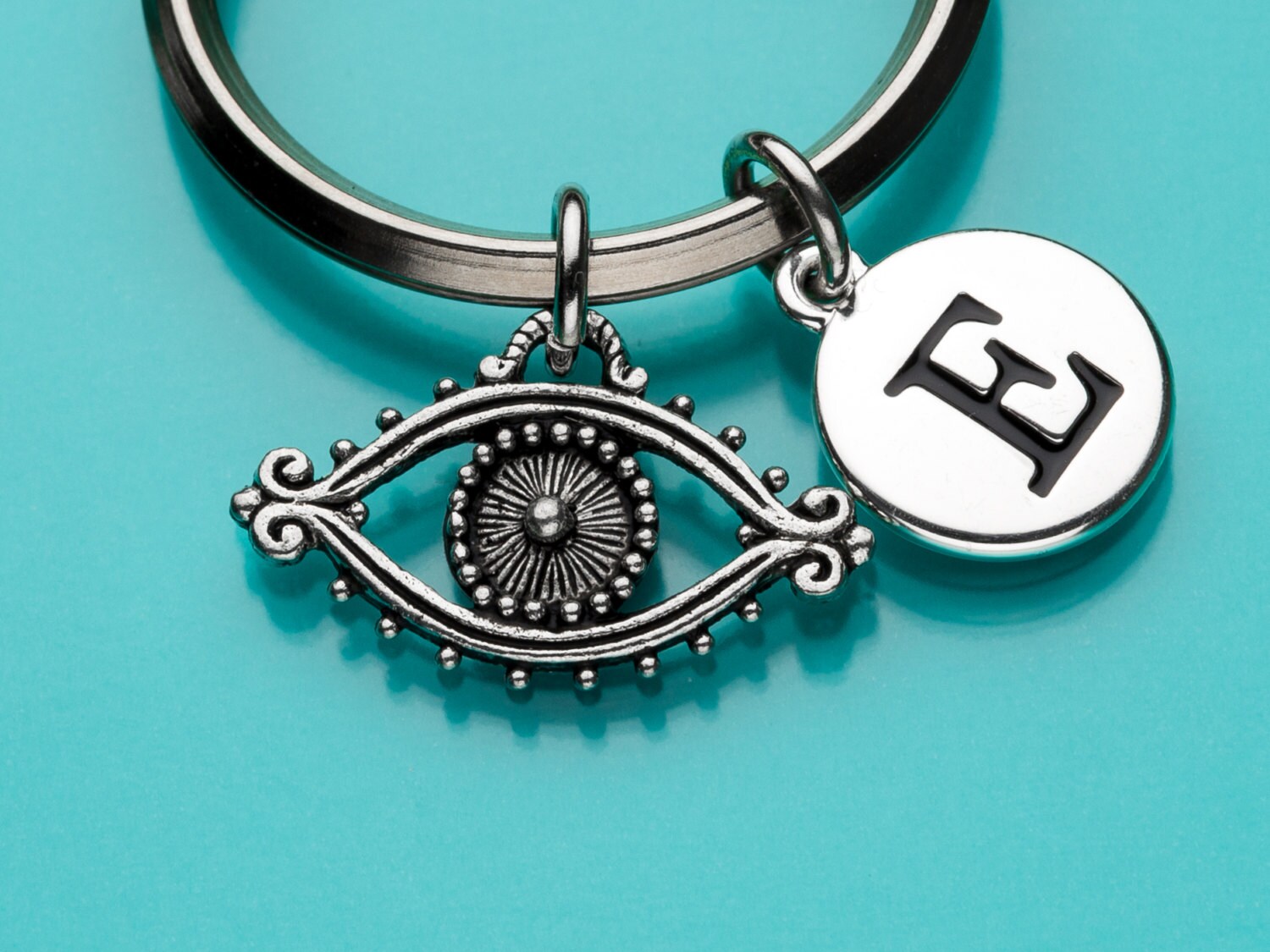 Eye Keychain Eye Key Ring Evil Eye Keychain Initial - Etsy UK