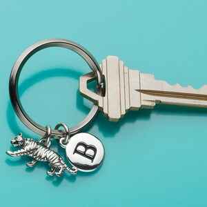 Tiger Keychain, Tiger Key Ring, Jungle Animal Charm, Initial Keychain ...