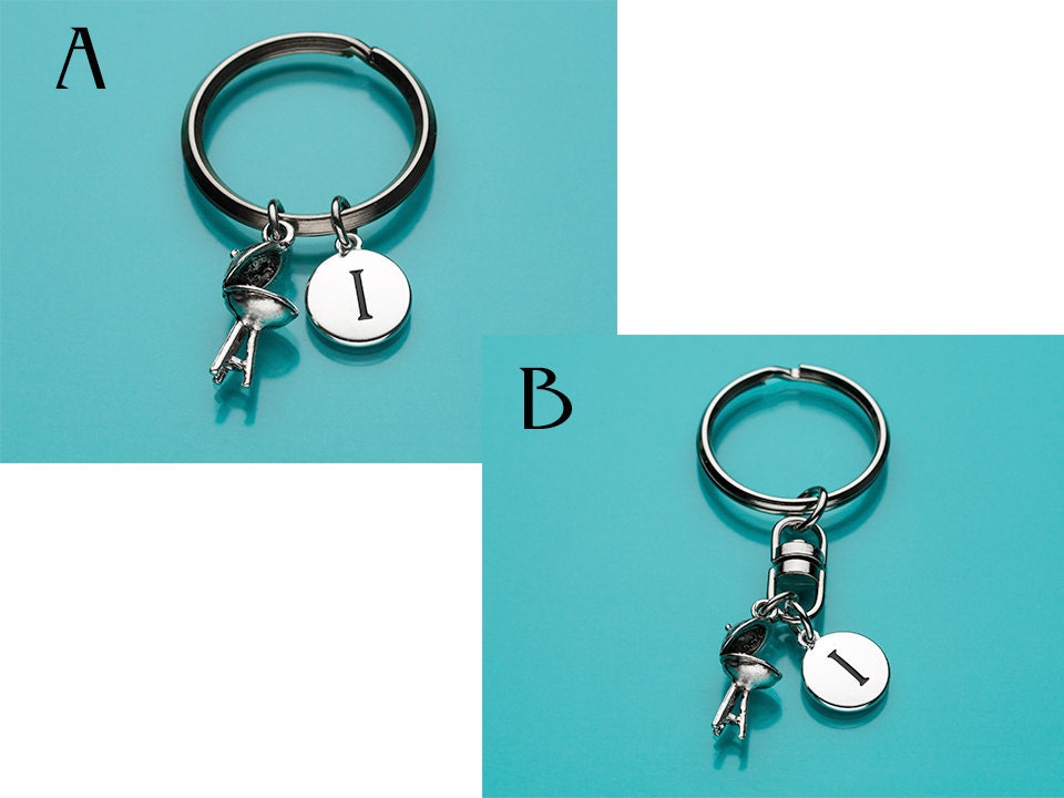 Barbecue Grill Keychain Barbecue Key Ring BBQ Charm Initial | Etsy