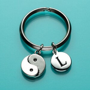 Yin Yang Keychain, Yin Yang Key Ring, Yin Yang Symbol, Initial Keychain ...