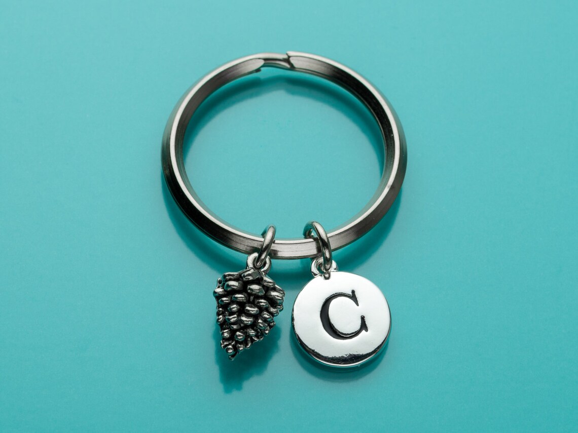 Pinecone Keychain Pinecone Key Ring Initial Keychain | Etsy
