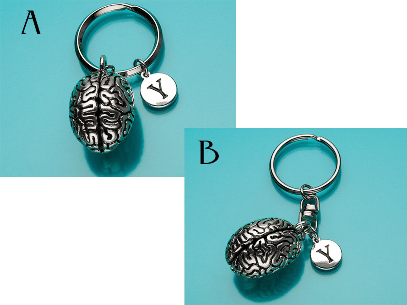 Anatomical Brain Keychain Anatomical Brain Key Ring Gray | Etsy