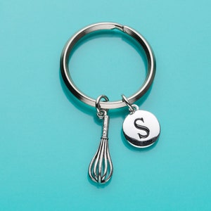 Whisk Keychain, Whisk Key Ring, Kitchen Charm, Initial Keychain, Baker ...