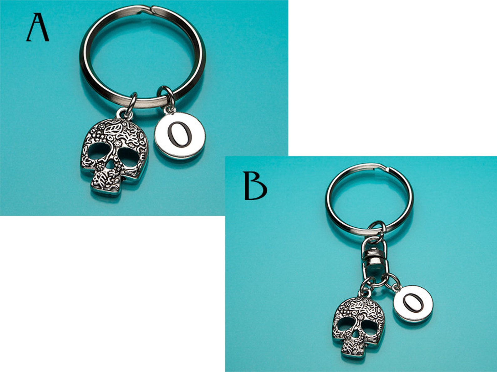 Sugar Skull Keychain Sugar Skull Key Ring Flower Skull - Etsy