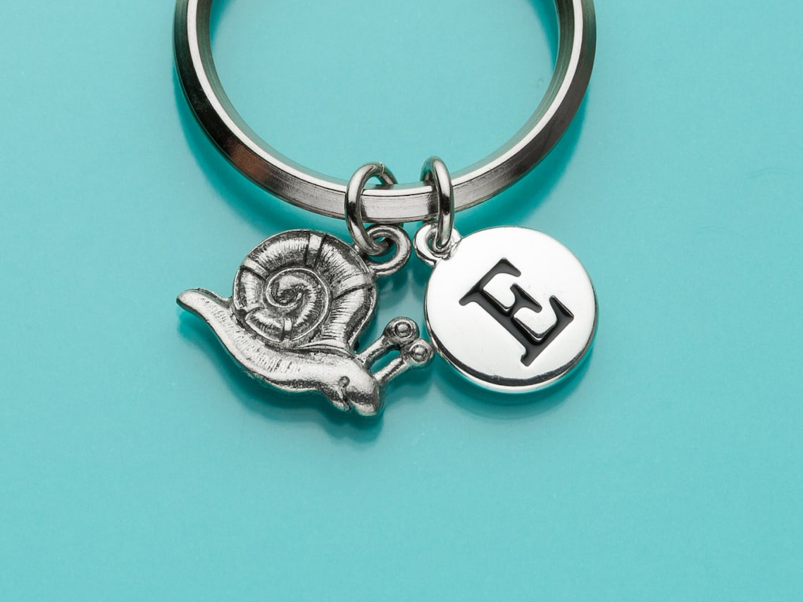 Snail Keychain Snail Key Ring Initial Keychain Personalized | Etsy