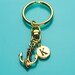 Anchor Keychain, Gold Anchor Key Ring, Anchor With Rope, Nautical Charm ...