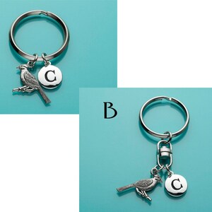 Cardinal Keychain, Cardinal Key Ring, Bird Keychain, Initial Keychain ...