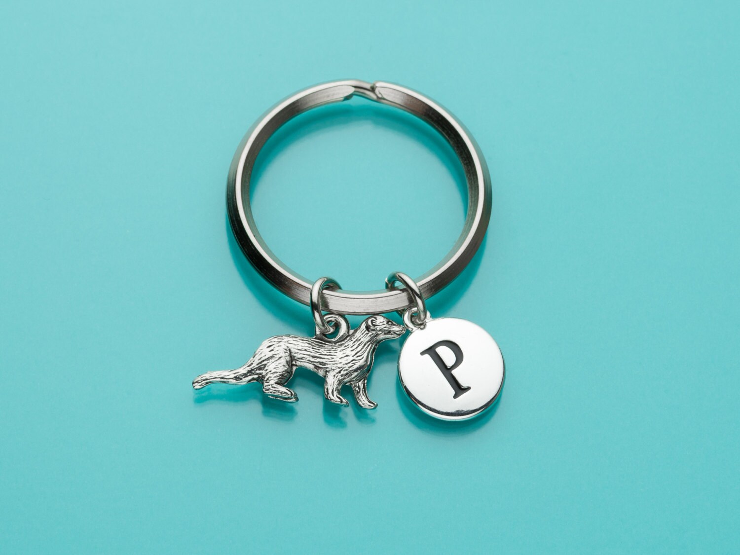 Ferret Keychain Ferret Key Ring Initial Keychain | Etsy
