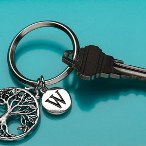 Tree of Life Keychain, Tree of Life Key Chain, Tree Key Ring, Initial ...