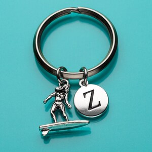Surfer Keychain, Surfer Key Ring, Surfing Keychain, Initial Keychain ...