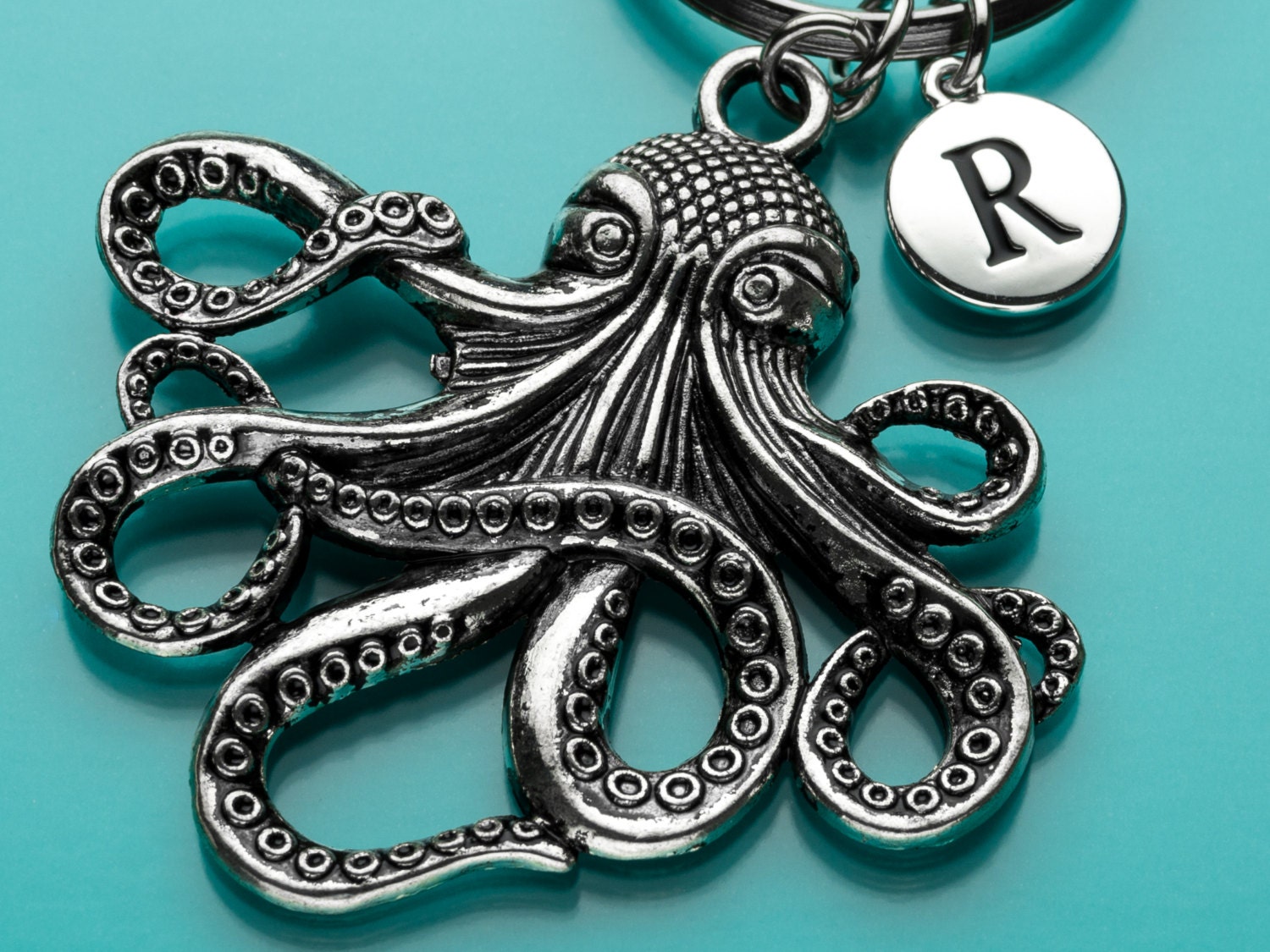 Huge Octopus Keychain Octopus Key Ring Sea Creature Initial - Etsy