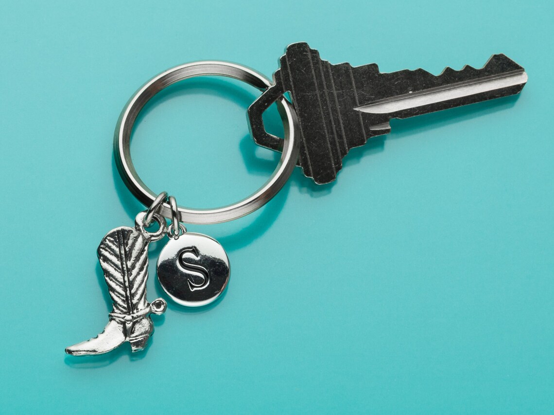 Cowboy Boot Keychain Cowboy Boot Key Ring Initial Keychain - Etsy