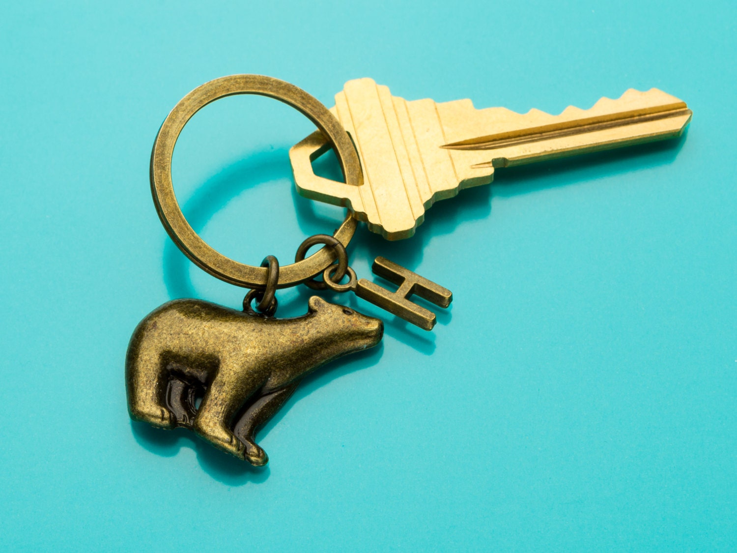 Polar Bear Keychain Bronze Polar Bear Key Ring Animal Charm - Etsy