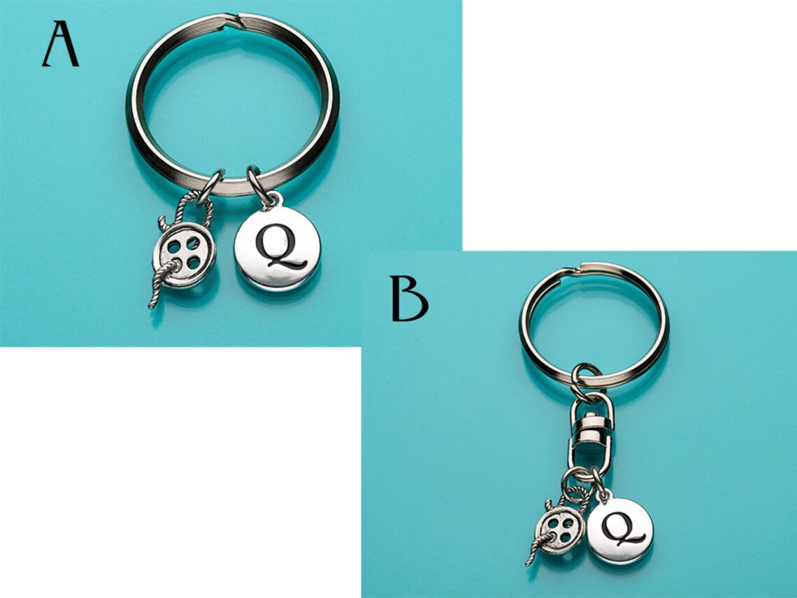 Button and Thread Keychain Button and Thread Key Ring Sewing | Etsy