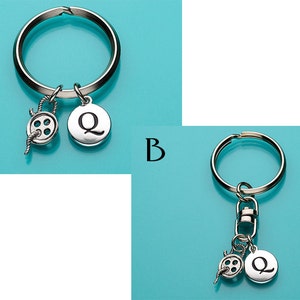 Button and Thread Keychain, Button and Thread Key Ring, Sewing Charm ...