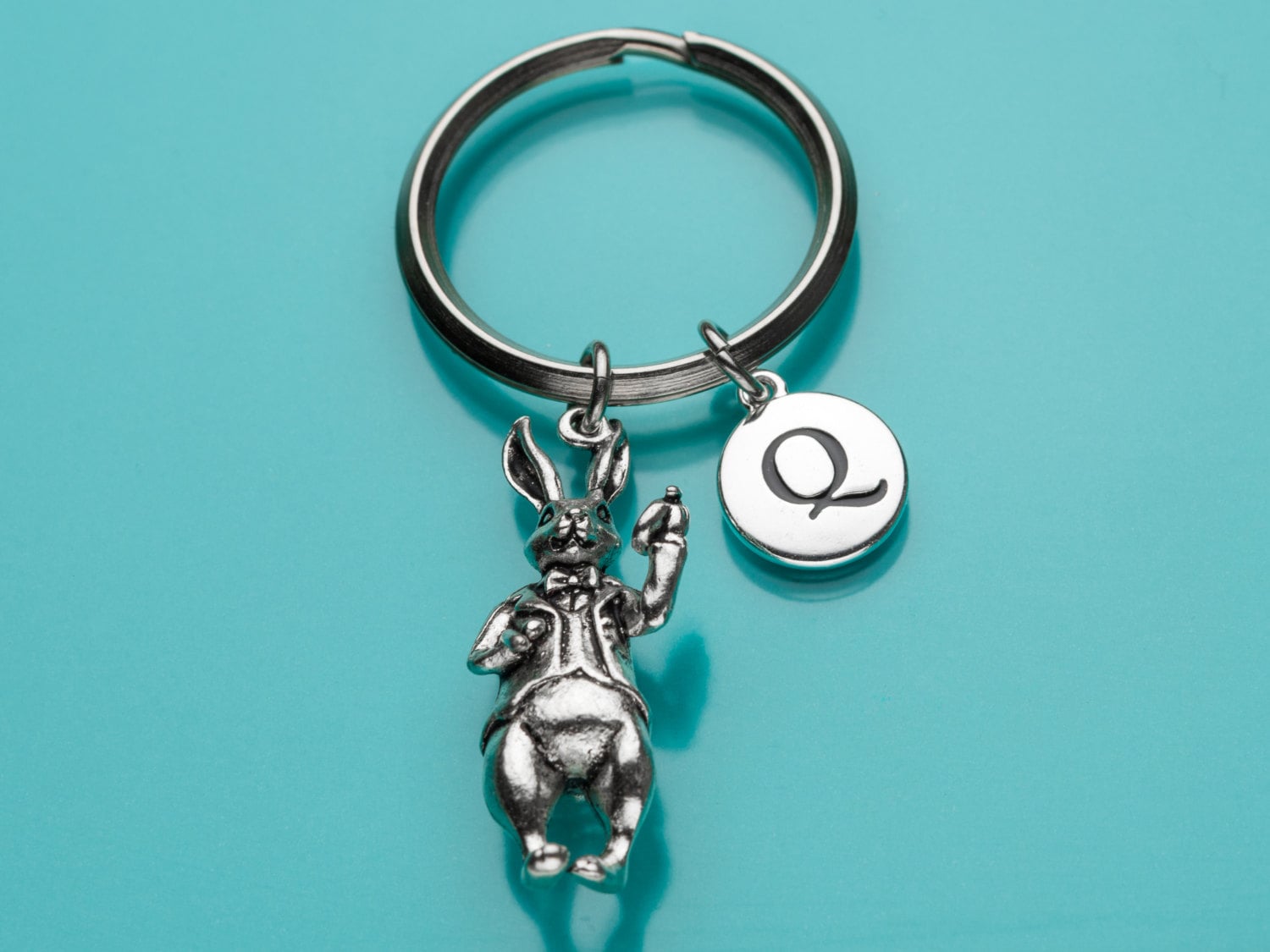 White Rabbit Keychain Wonderland Rabbit Key Ring Animal | Etsy