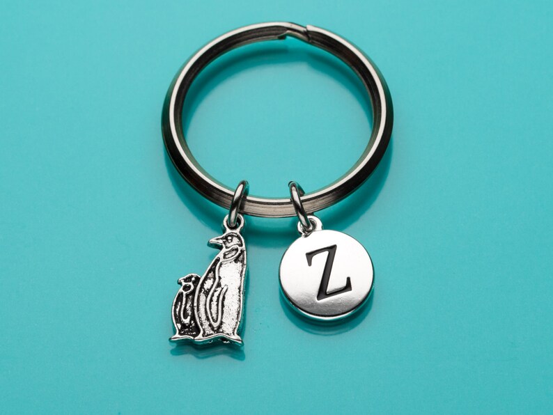 Penguins Keychain Penguins Key Ring Bird Charm Initial | Etsy