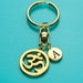 Om Symbol Keychain, Gold Om Symbol Key Ring, Yoga Charm, Initial ...