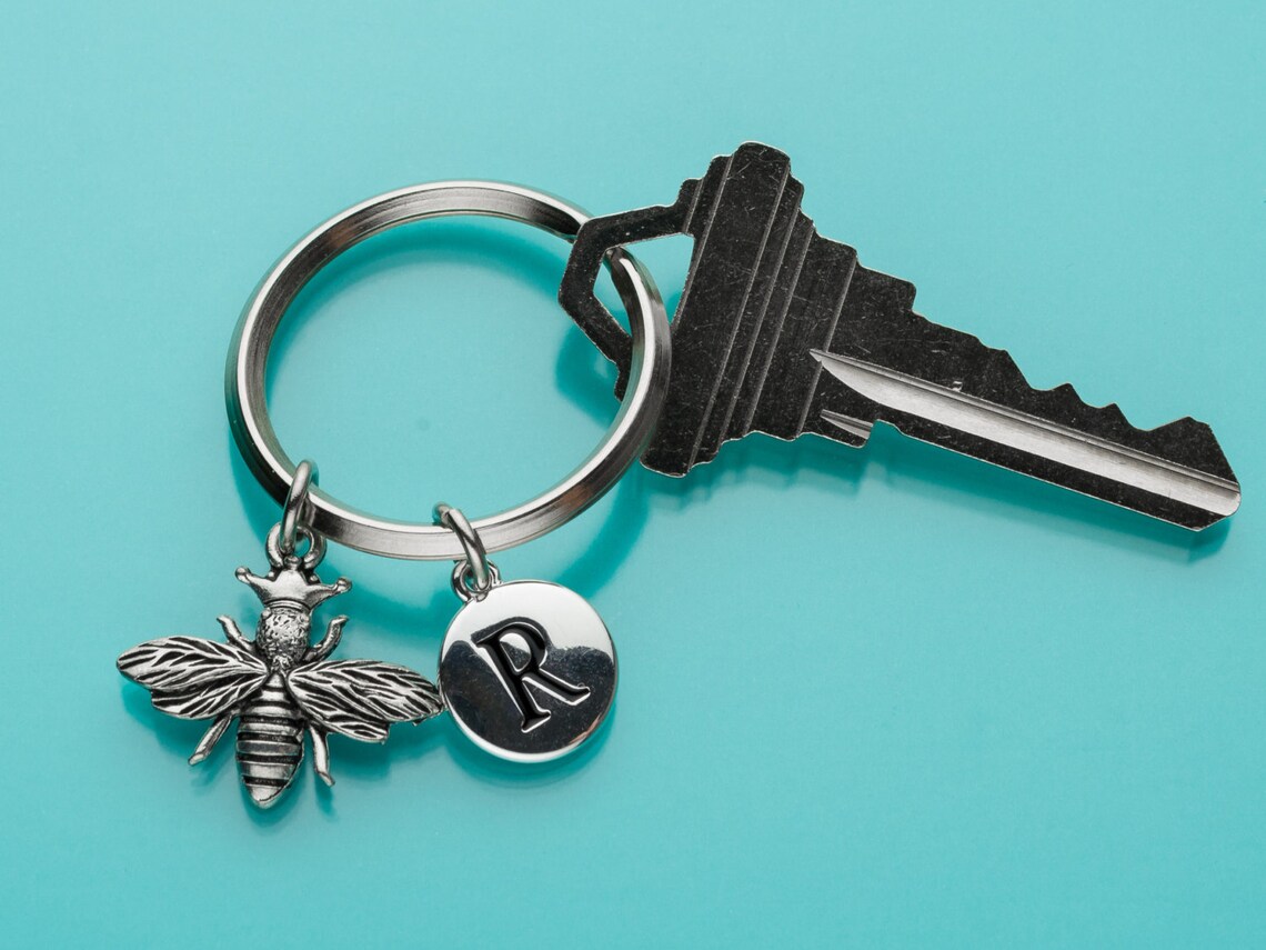 Queen Bee Keychain Bee Key Ring Bumble Bee Keyring Initial | Etsy