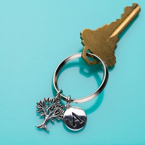 Tree of Life Keychain, Tree of Life Key Ring, Initial Keychain ...